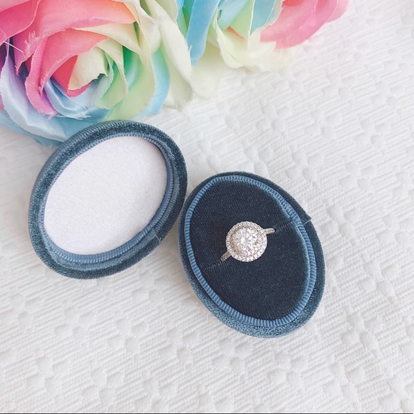 Jewelry | Bnib Blue Oval Velvet Ring Box Ring Bearer | Poshmark